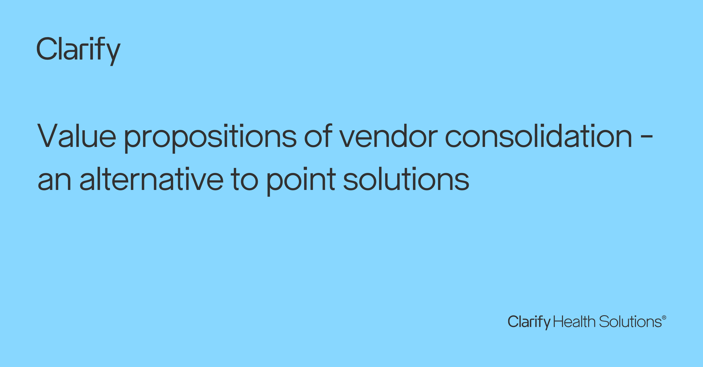 Value propositions of vendor consolidation - an alternative to point ...